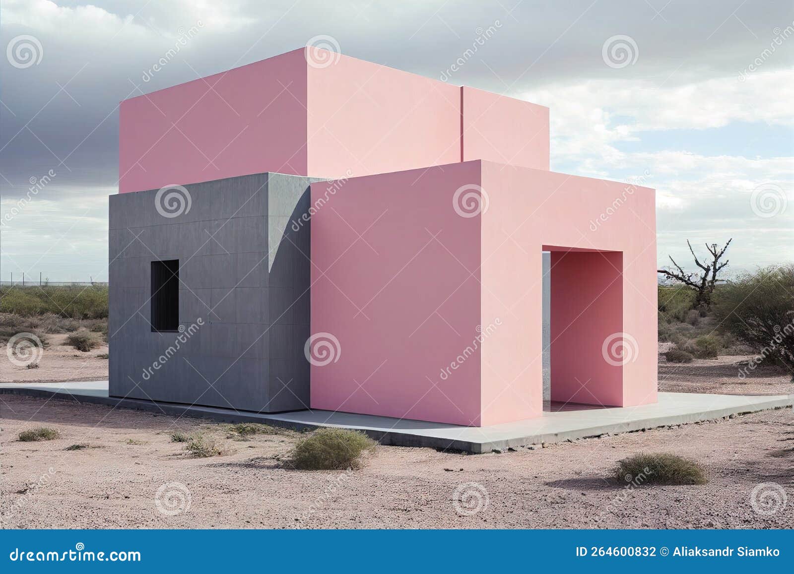 A Minimalist Box-shaped House, Daylight Exterior Stock Photo - Image of ...