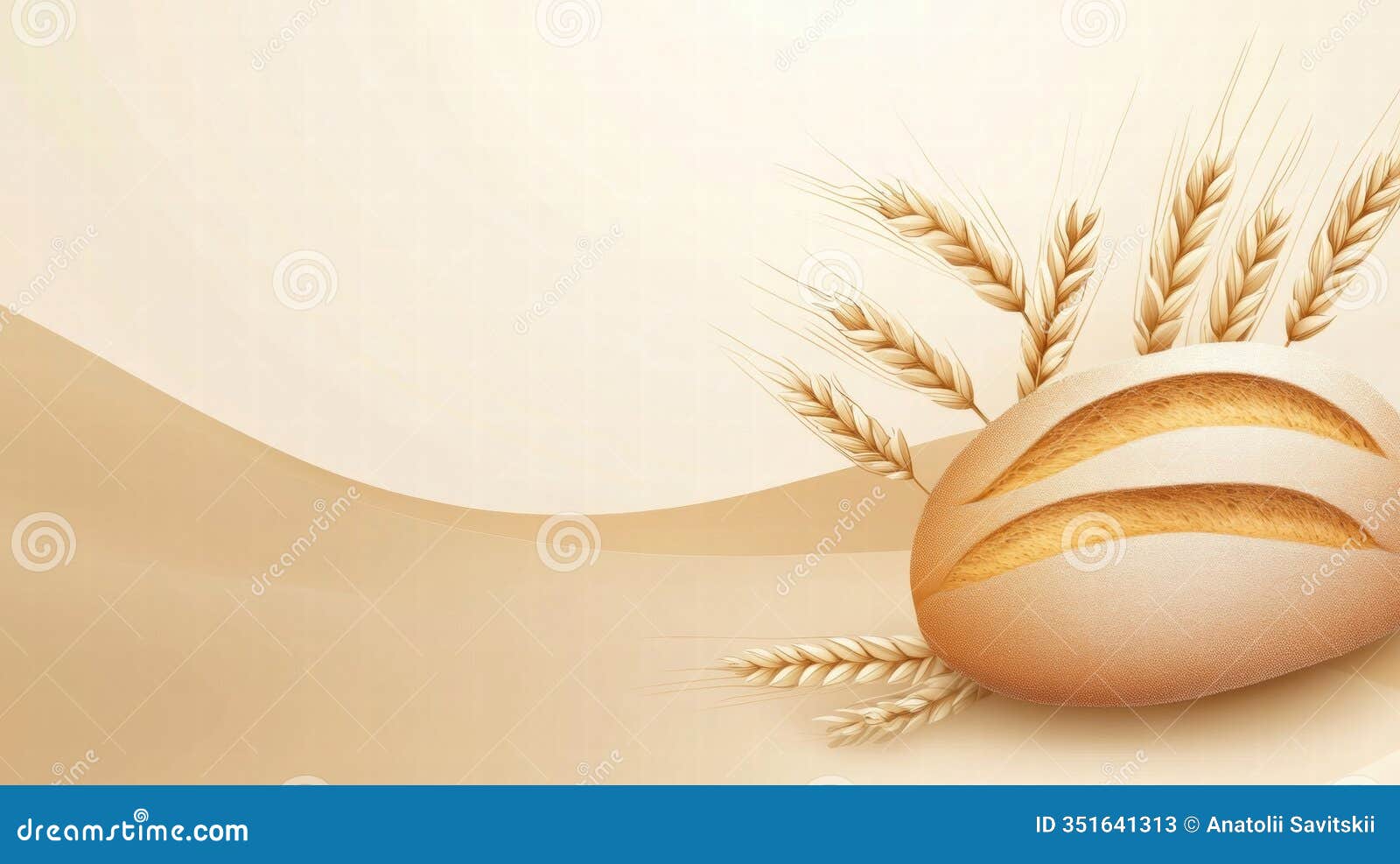 Minimalist Bread Loaf with Wheat Grains Featuring Ample Space for Text ...
