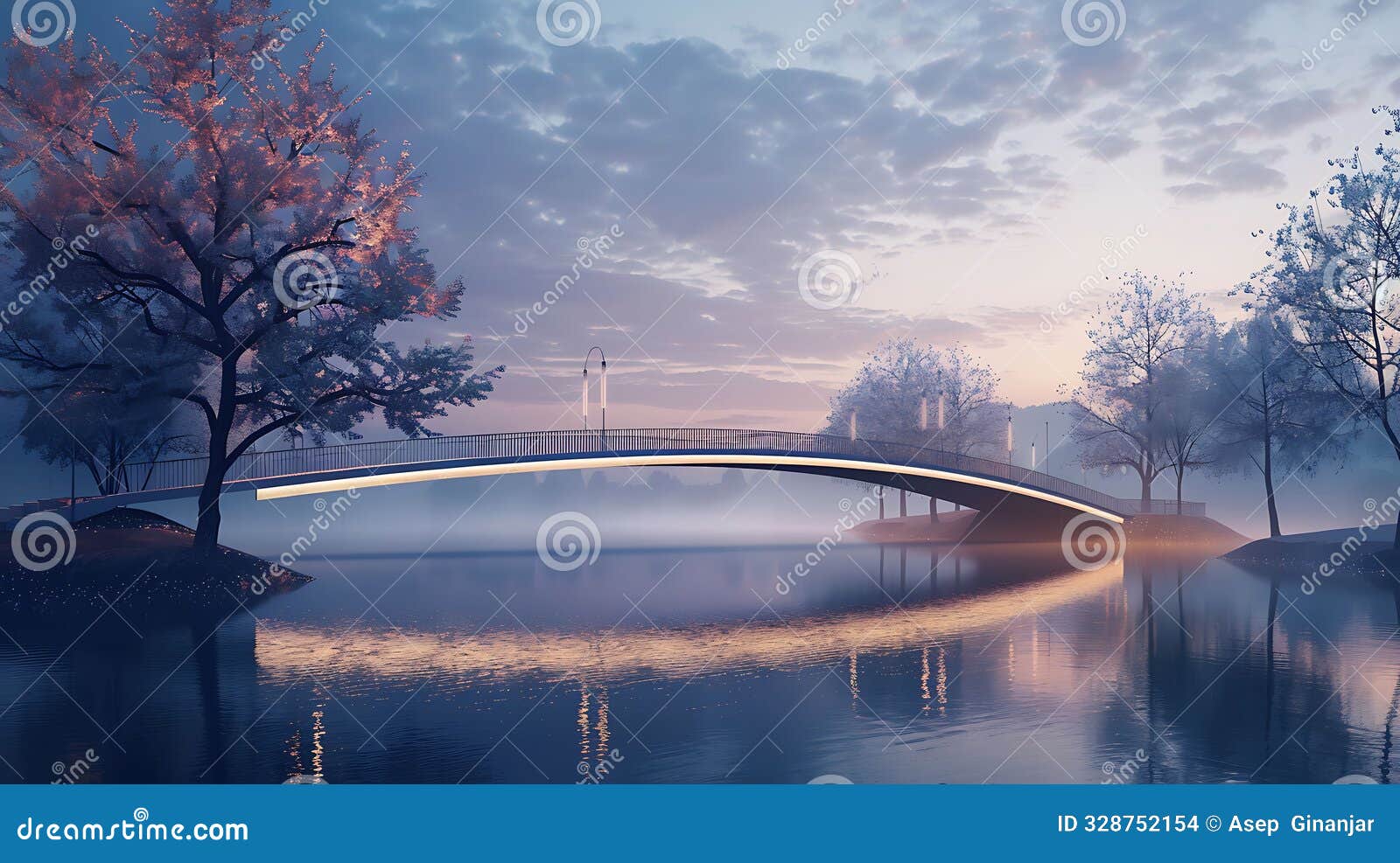 Minimalist Bridge Design at Dusk Stock Illustration - Illustration of ...