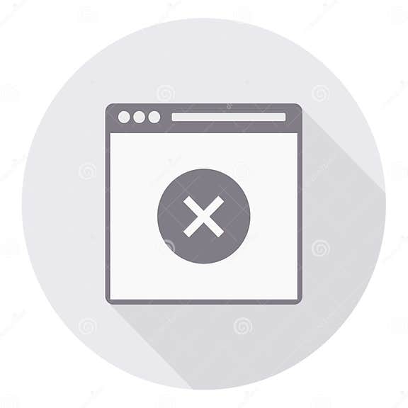 Minimalist Browser Error Icon in Flat Design on Gray Circle Stock ...