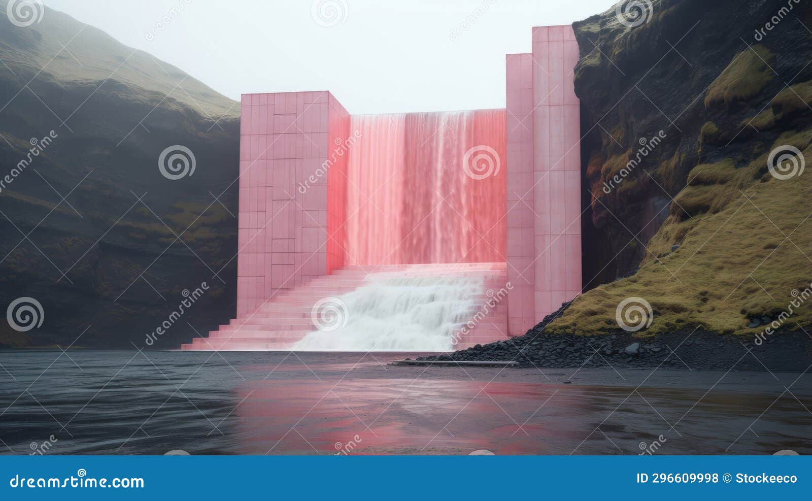 Minimalist Brutalist Architecture Forms in Skogafoss with Soft Colored ...
