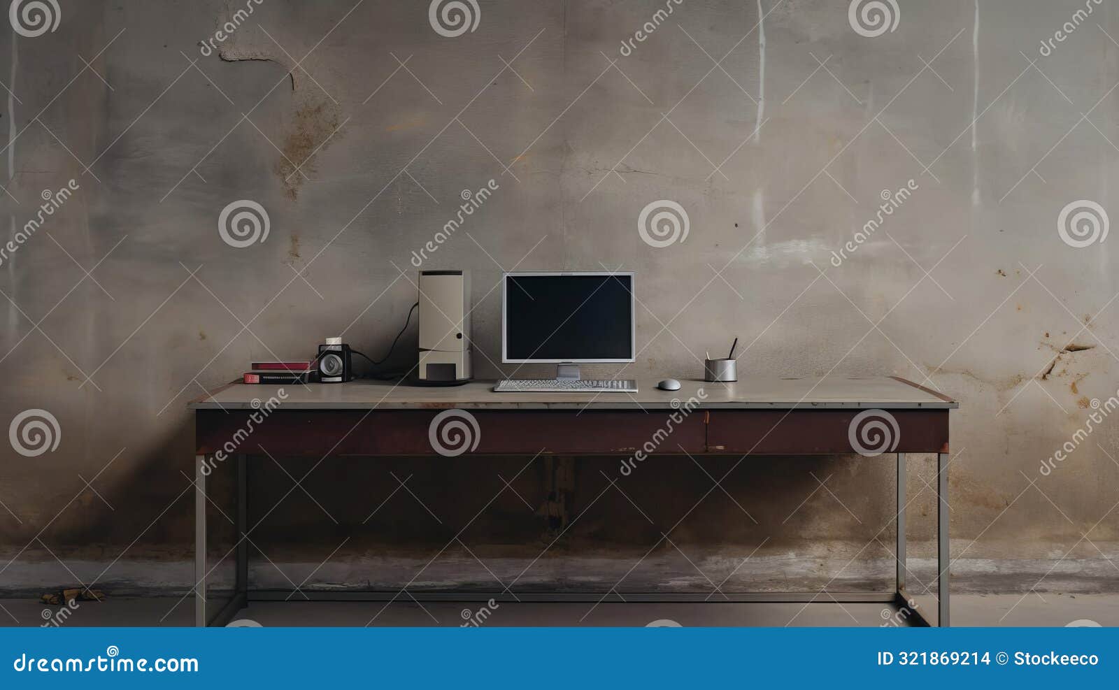 Minimalist Brutalist Computer Desk Editorial Photography Concept Stock ...