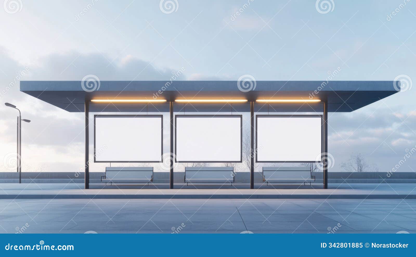 Minimalist Bus Station Mockup with Digital Billboards a Stock ...