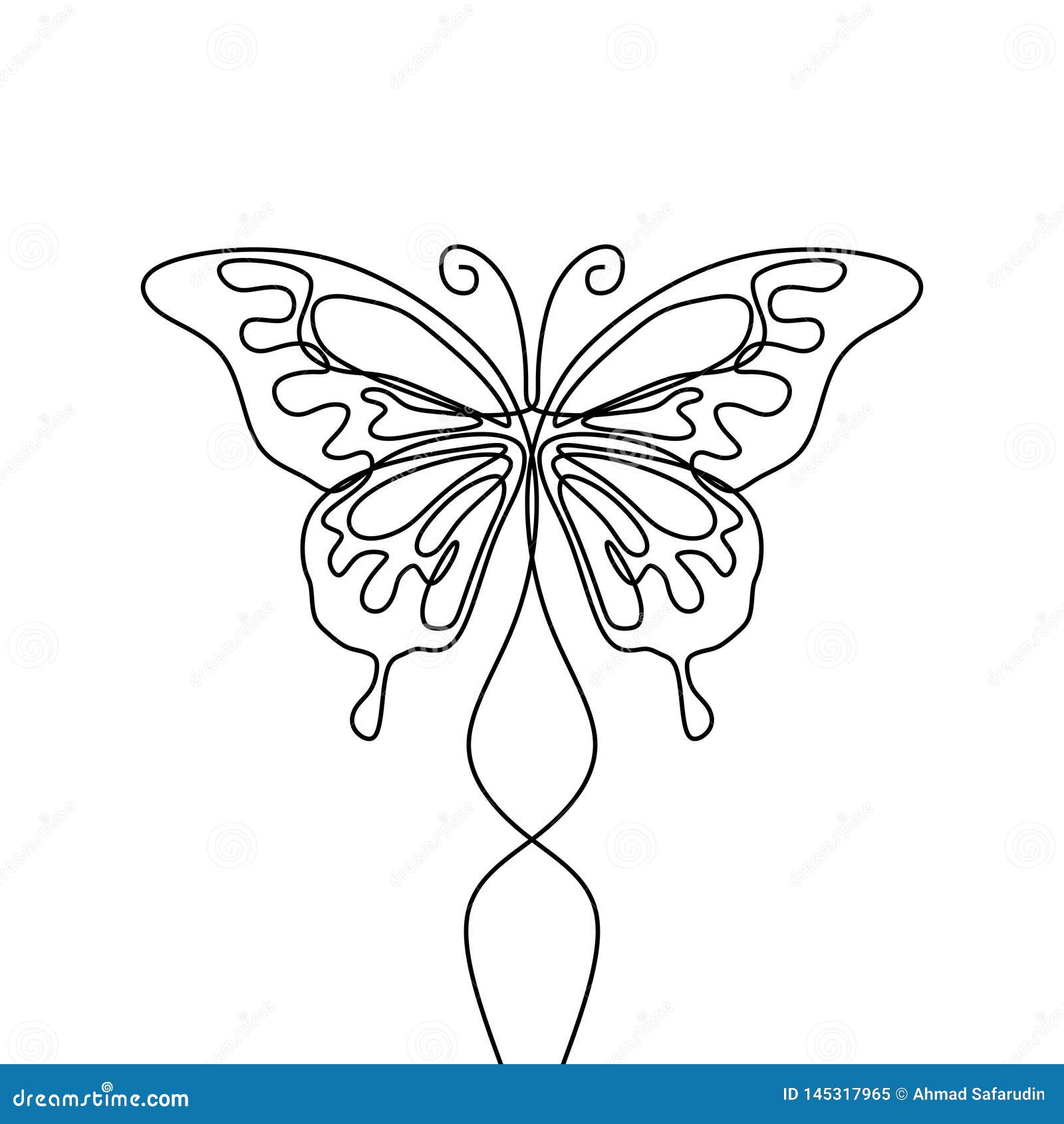 Minimalist Butterfly One Continuous Line Drawing Stock Illustration ...