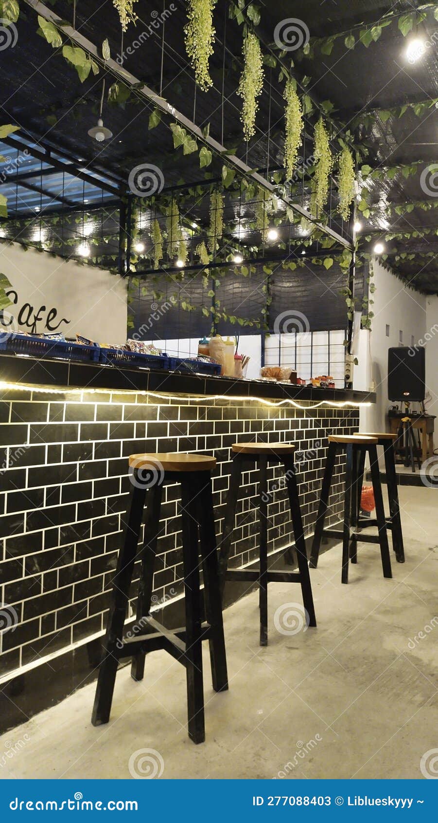 Minimalist Cafe Interior Design, Suitable for All Circles Stock Image ...