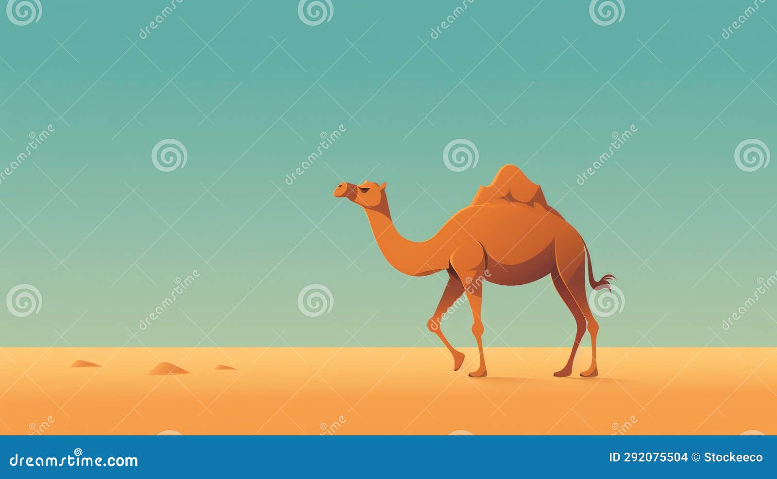 Minimalist Camel Desert Background with Flat Design and Creative ...