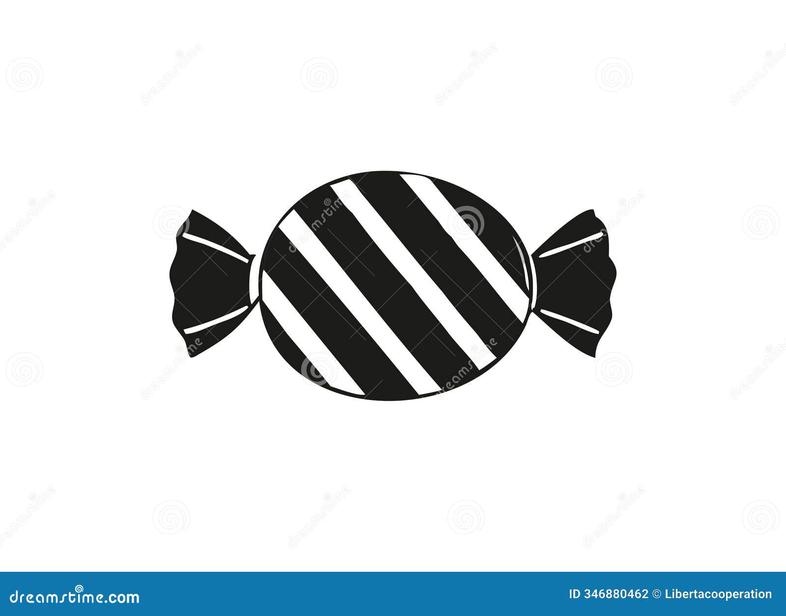 Minimalist Candy Illustration - Black and White Striped Sweet Vector ...
