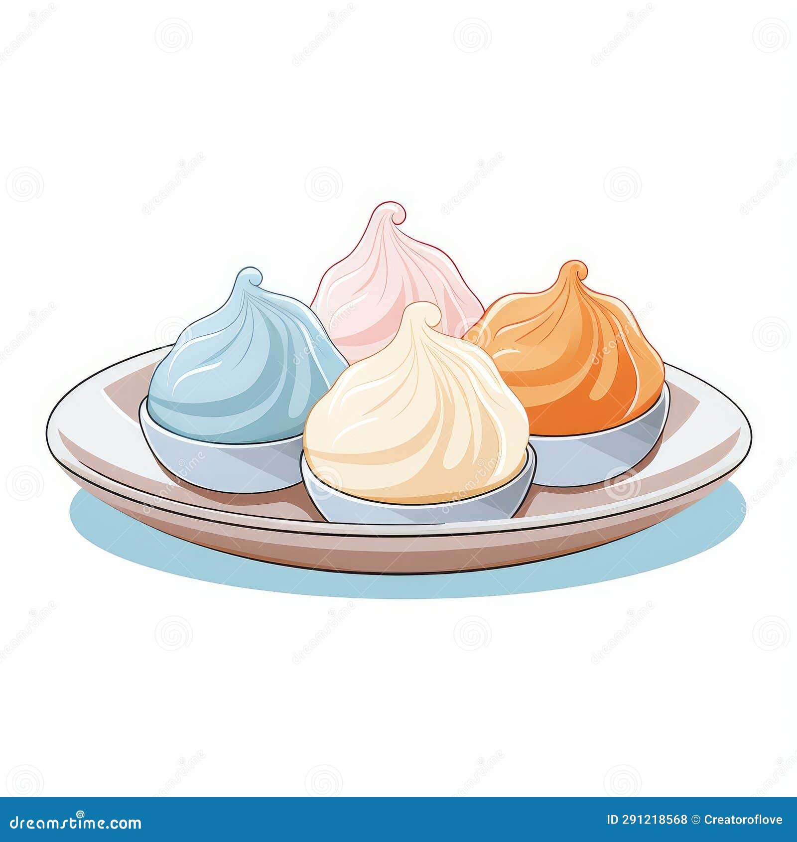 Minimalist Cartoon Vector of 5 Pieces Modak on Plate with White ...