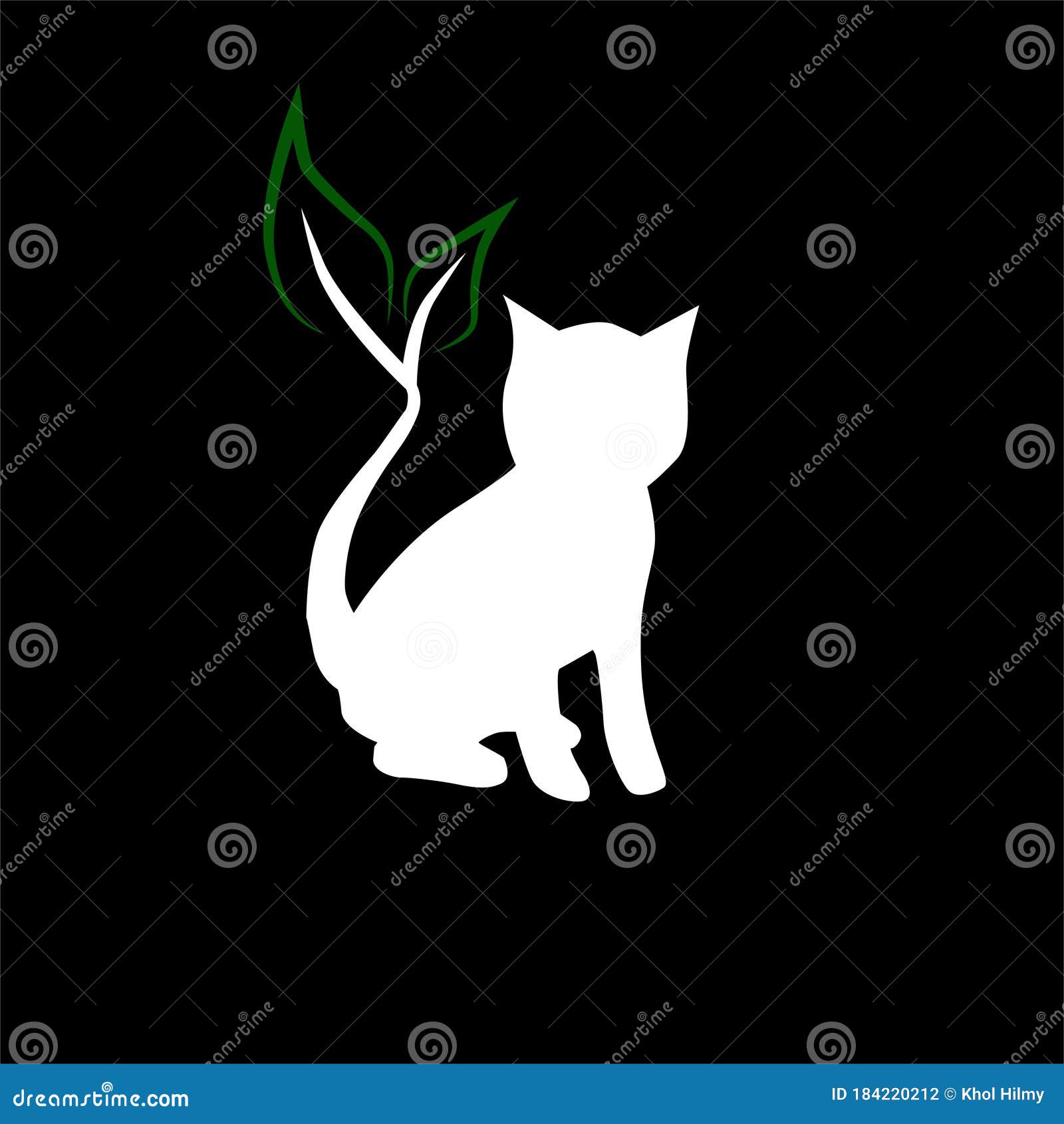 Minimalist Cat and Leaf Vector Logo Stock Vector - Illustration of ...