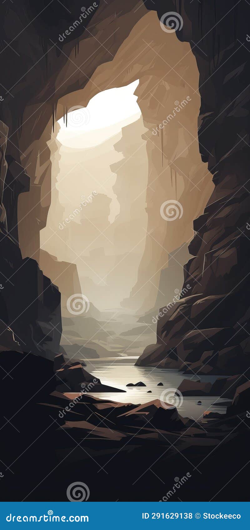 Minimalist Cave Painting with Subtle Gradients and Bold Shadows Stock ...