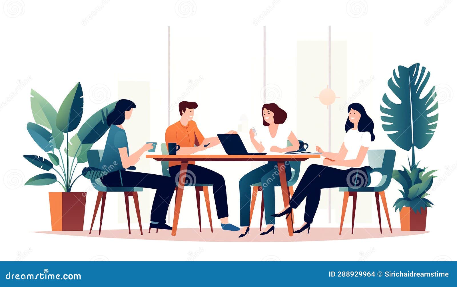 Minimalist Character Group of People Sitting at a Table, AI Generated ...