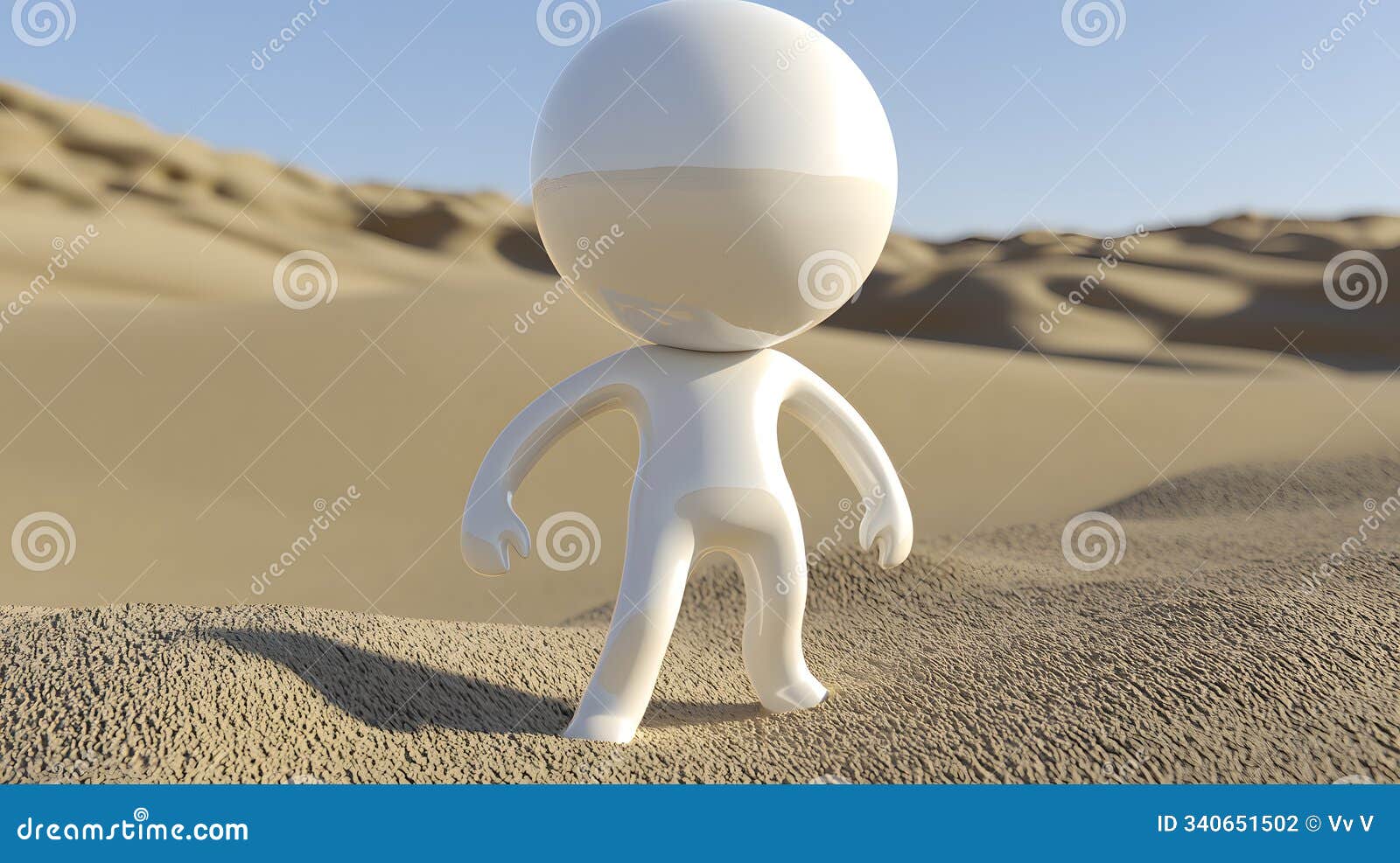 Minimalist Character in a Sandy Desert Landscape. Stock Illustration ...