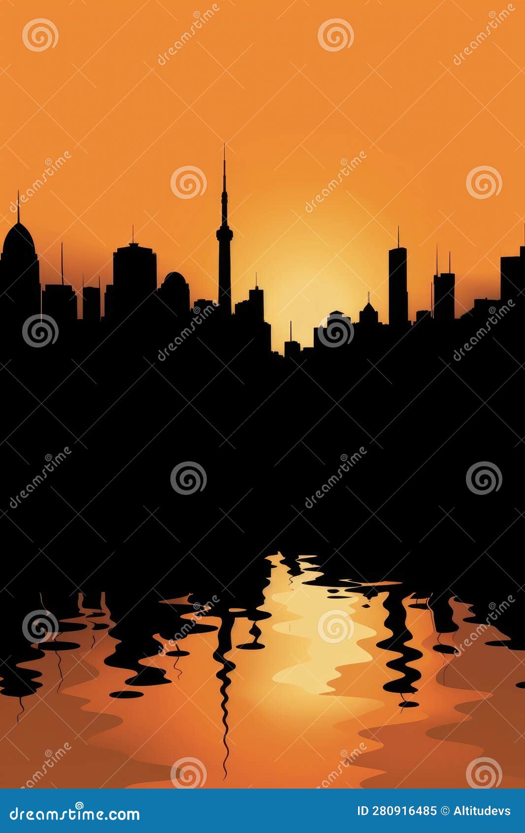 Minimalist City Skyline Silhouette Stock Illustration - Illustration of ...