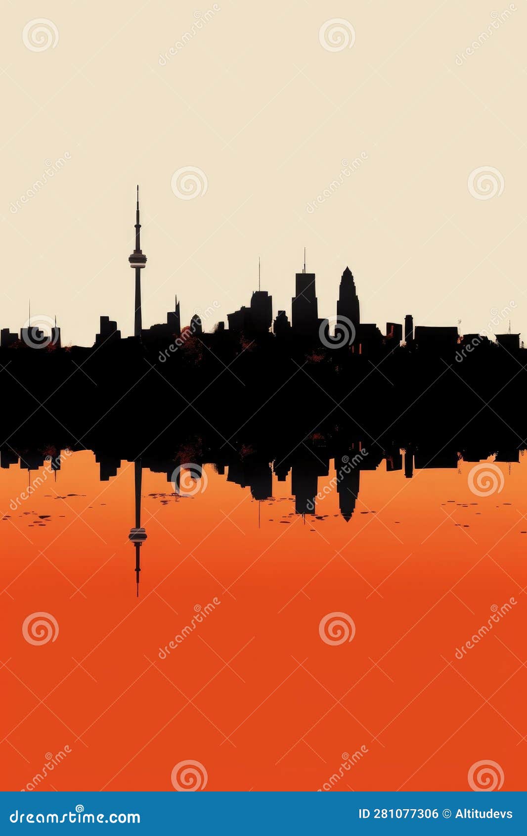 Minimalist City Skyline Silhouette Stock Illustration - Illustration of ...