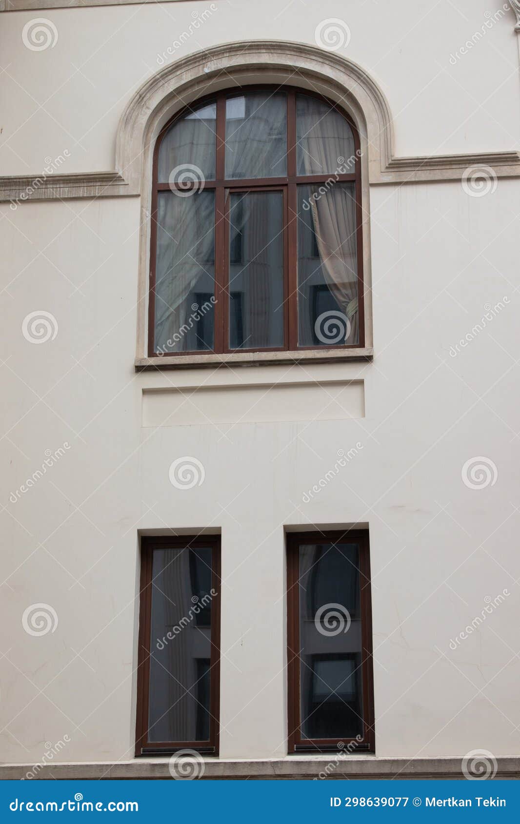 Minimalist Classical Architecture with Wooden Windows Stock Image ...
