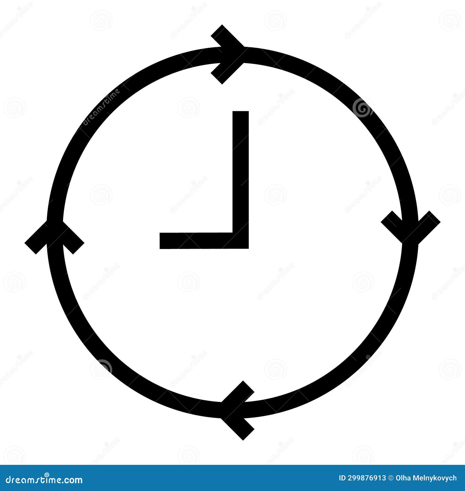 Minimalist Clock Icon with Arrows and Clock Hand. Outline Clock Icon ...