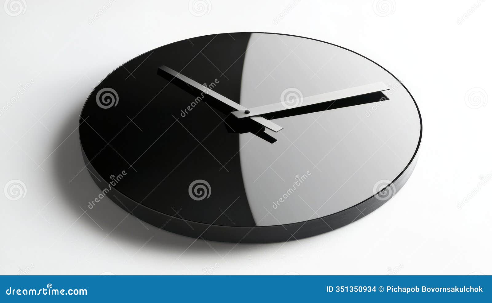 Minimalist Clock without Numbers in Modern Black Design Stock Photo ...