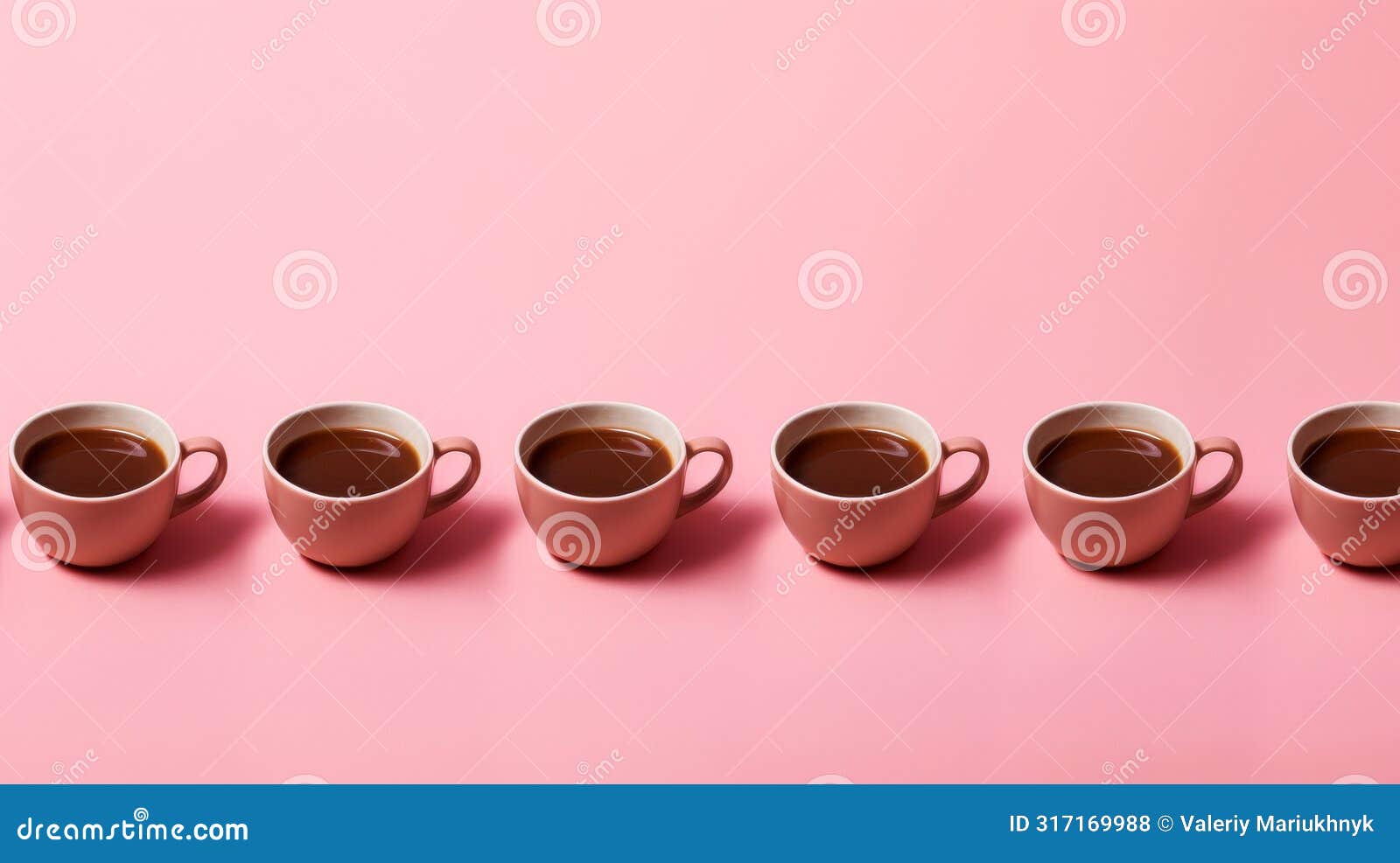Minimalist Coffee Concept with Multiple Cups Against a Pink Backdrop ...