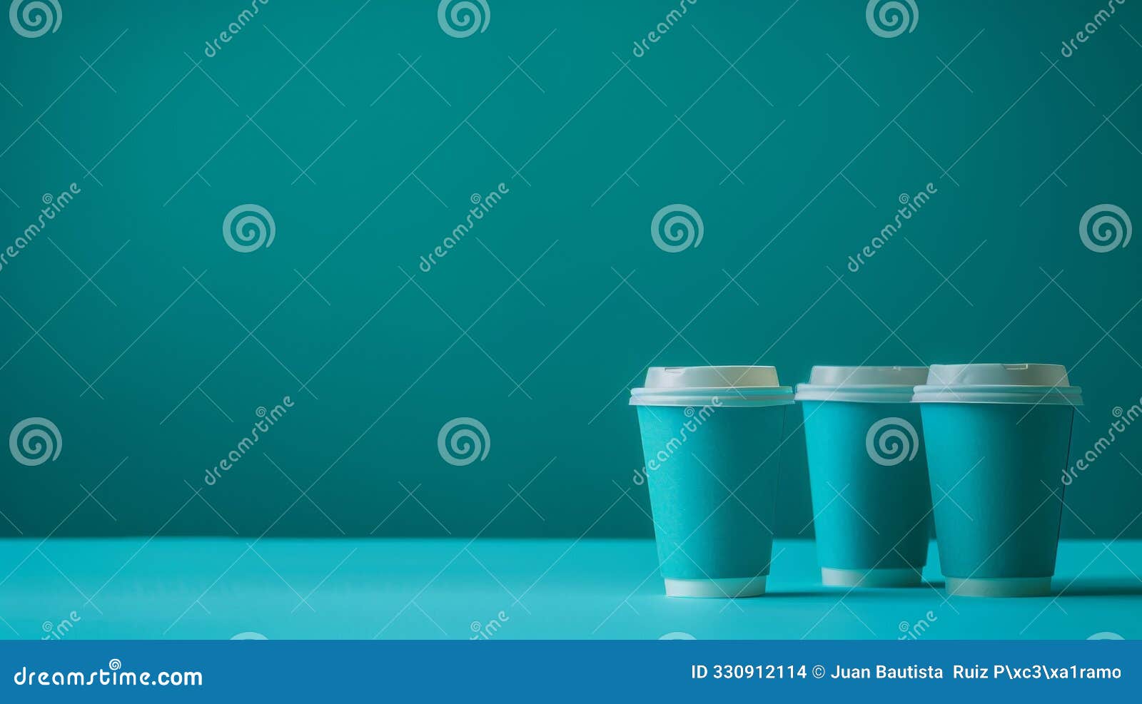 Minimalist Coffee Cups Against a Turquoise Background Stock Photo ...
