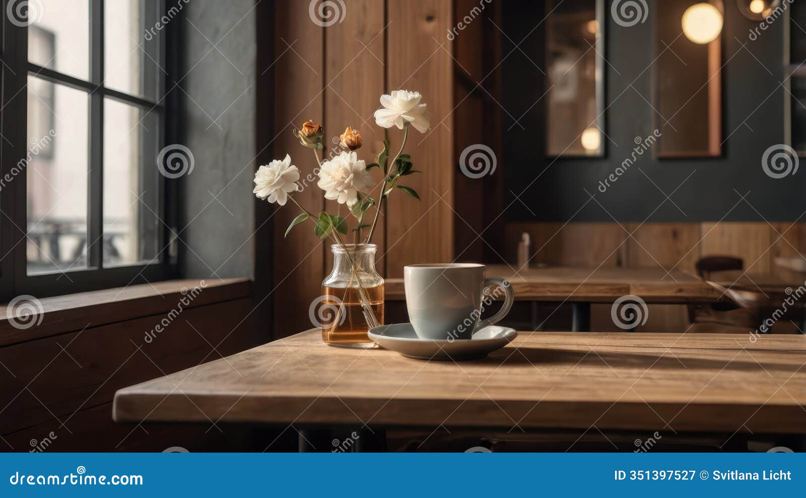 Minimalist Coffee Shop Scene with Natural Lighting Stock Image - Image ...