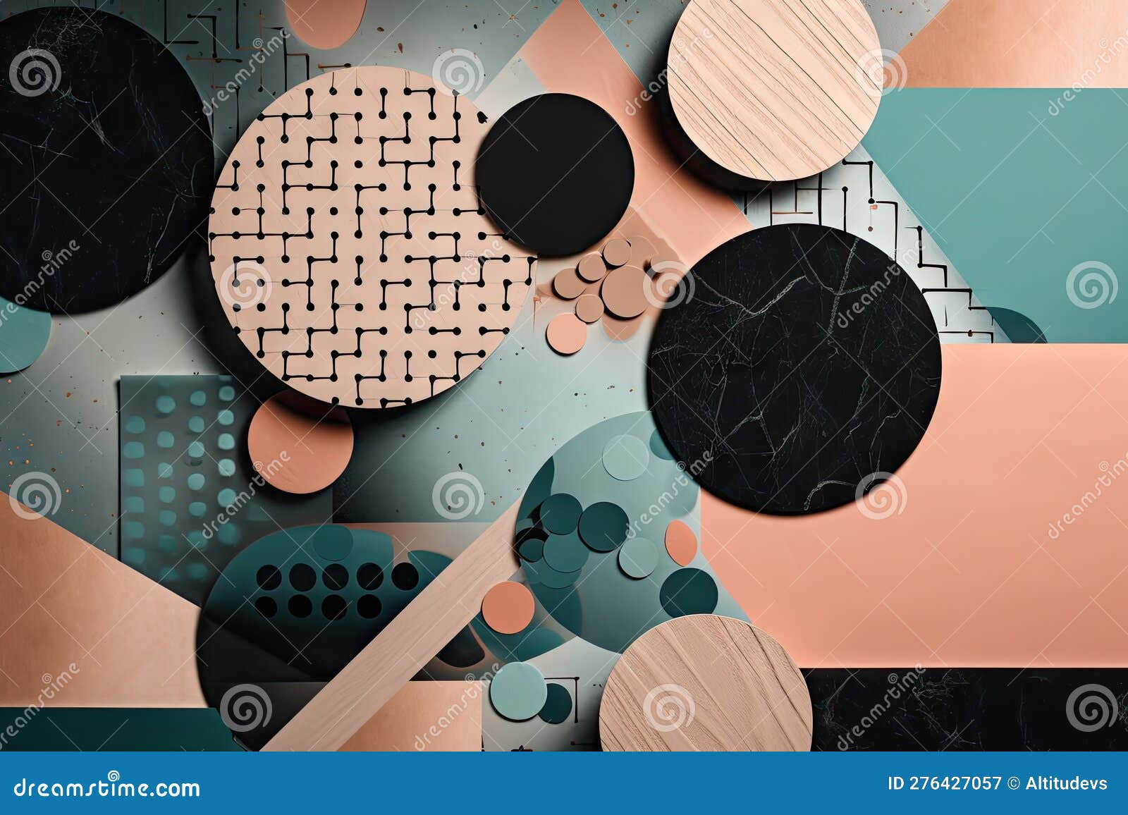 Minimalist Collage of Geometric Shapes and Patterns Stock Illustration ...