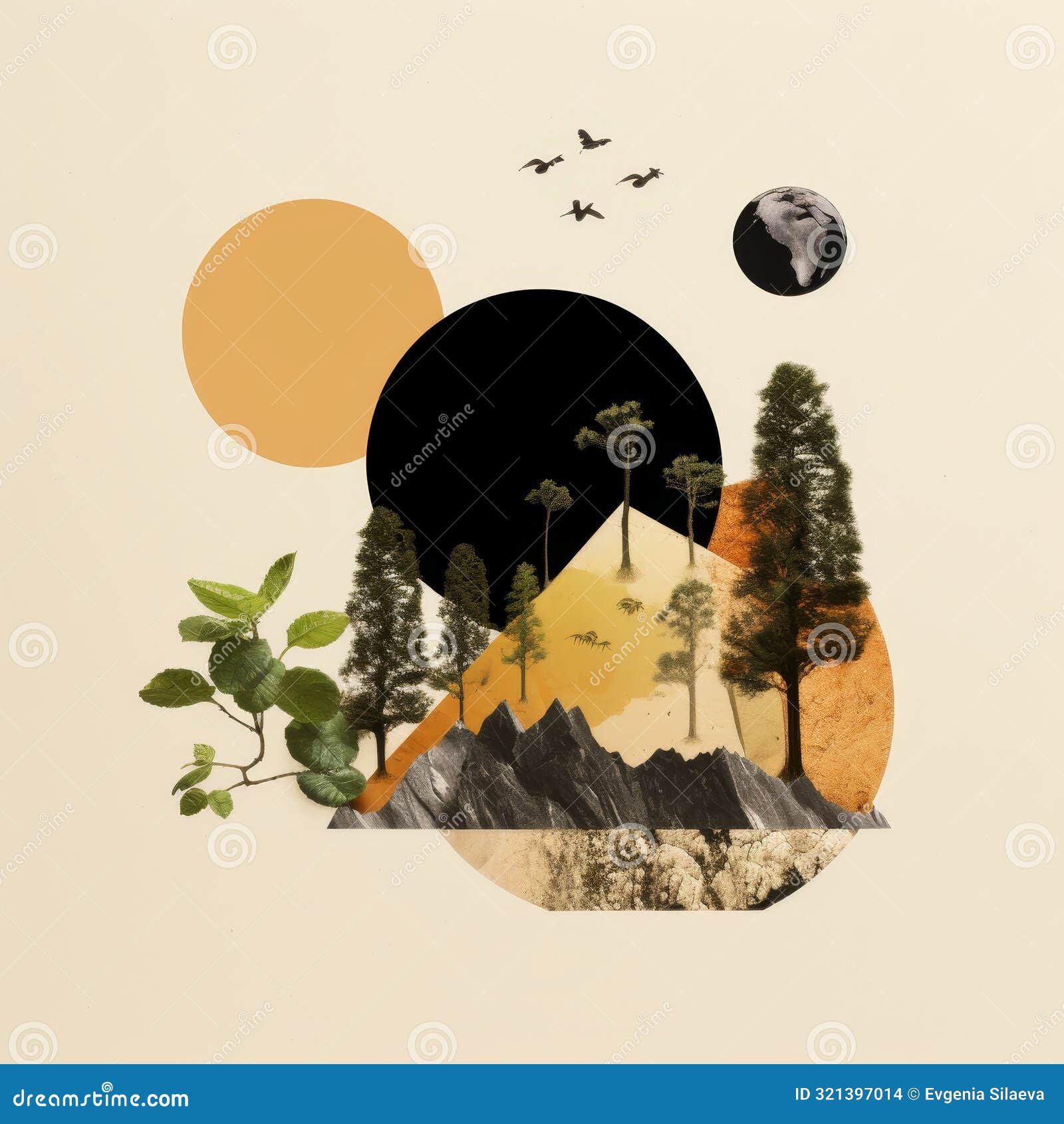 Minimalist Analog Collage Representing World Earth Day Celebration In ...