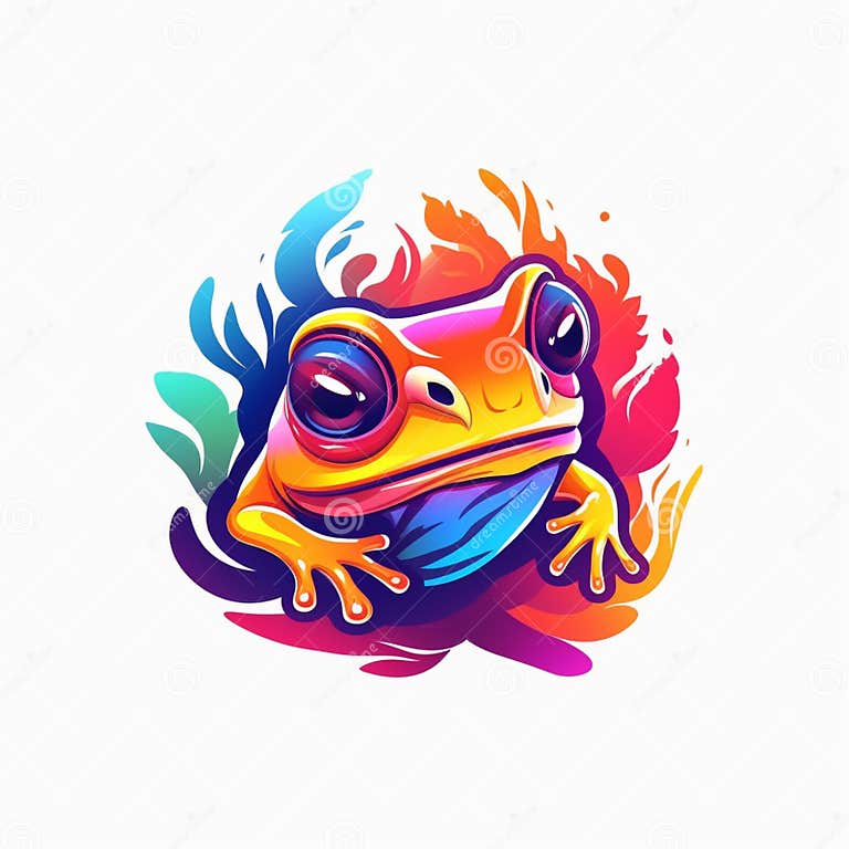 Minimalist Colored Frog 2D Illustration Stock Illustration ...