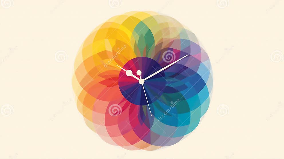 Minimalist Colorful Clock with Overlapping Translucent Segments ...