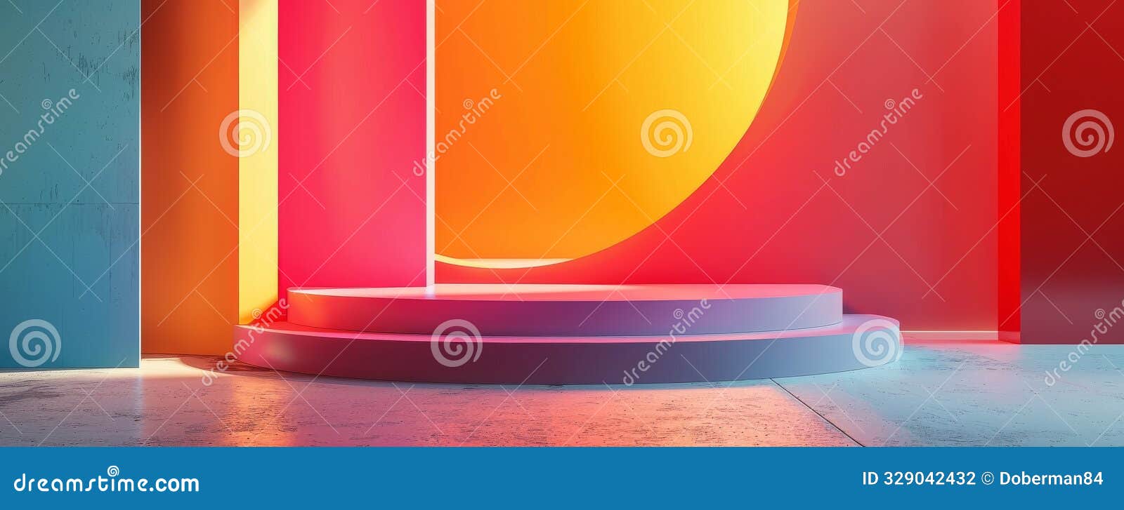 Minimalist Colorful Stage Design with Geometric Shapes and Vibrant ...