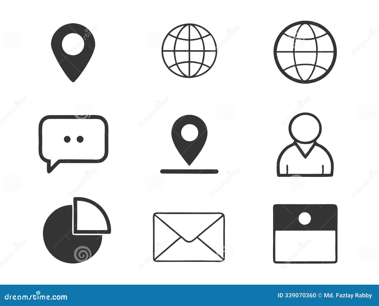 Minimalist Communication Icon Set with Solid and Outline Versions in ...