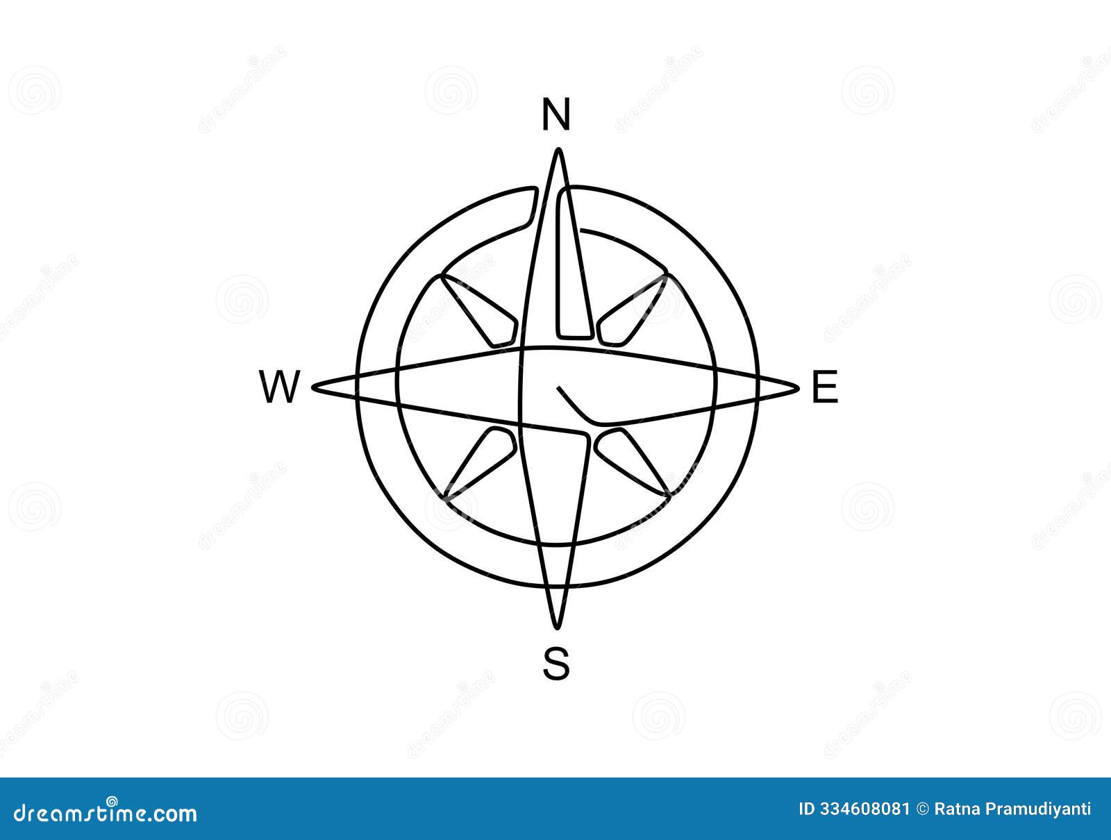 Minimalist Compass Continuous Line Drawing Vector Illustration Stock ...