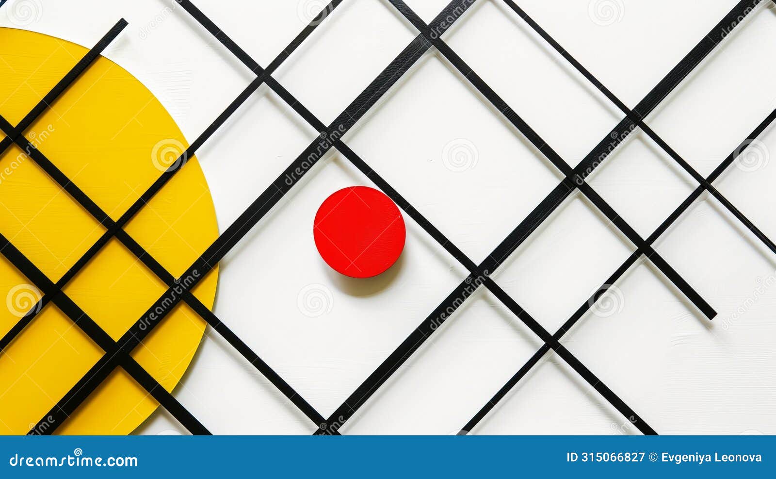 Minimalist Composition with Black Lines, Yellow Rectangle, and Red ...