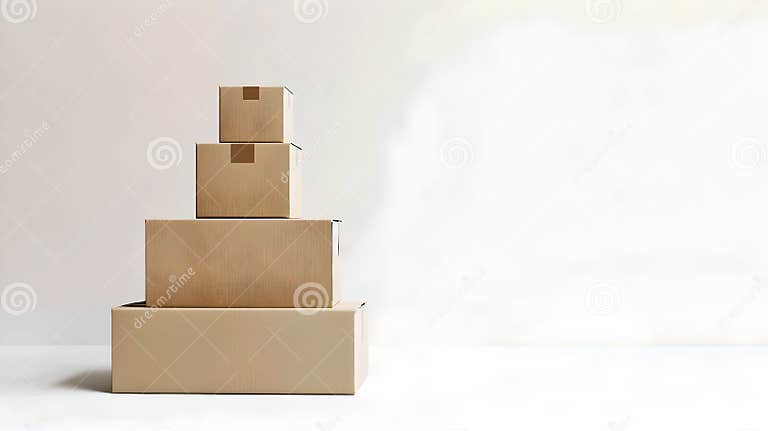 Minimalist Composition of Cardboard Boxes Stacked in Ascending Order ...