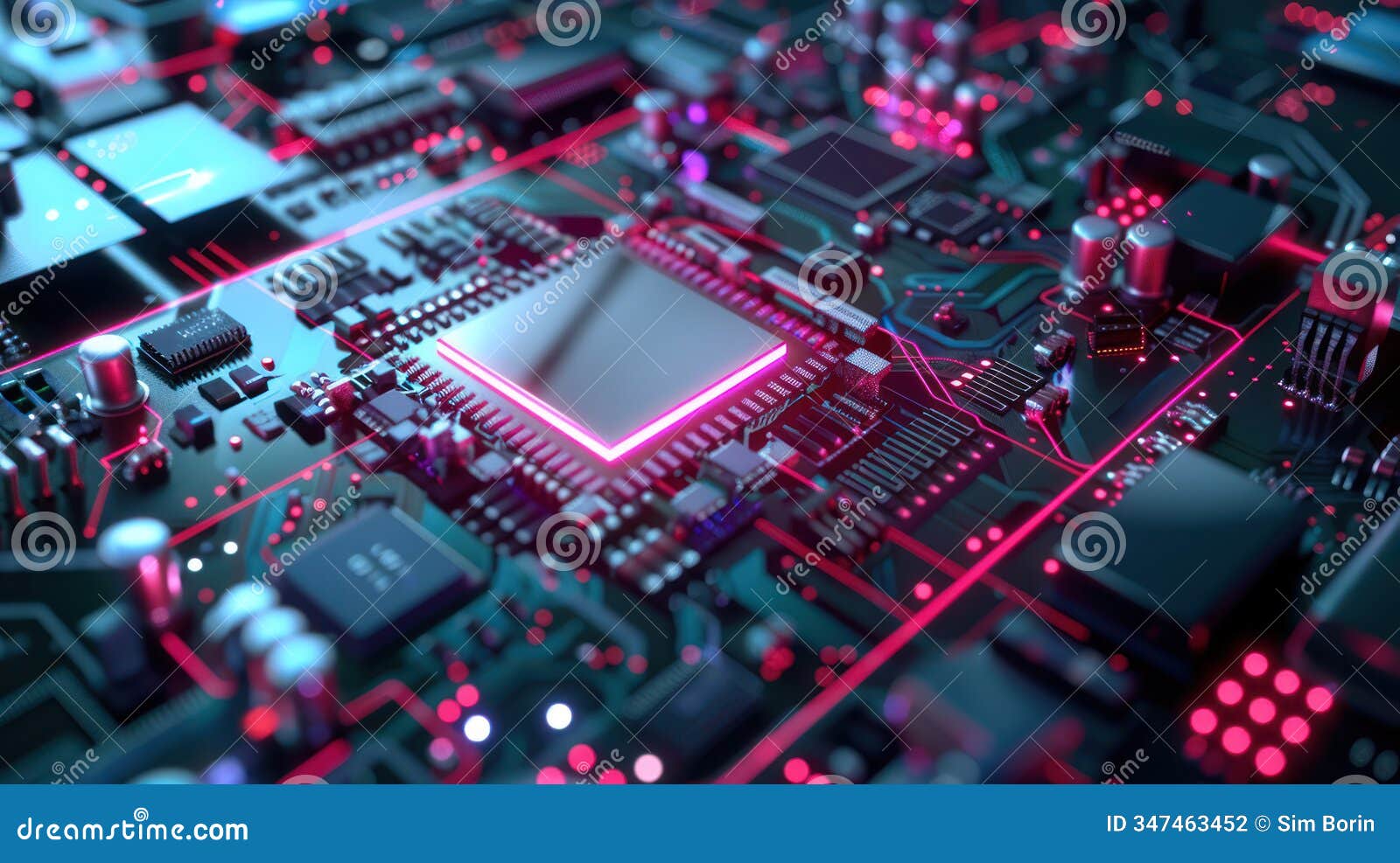 A Minimalist Composition of a CPU Motherboard Stock Illustration ...