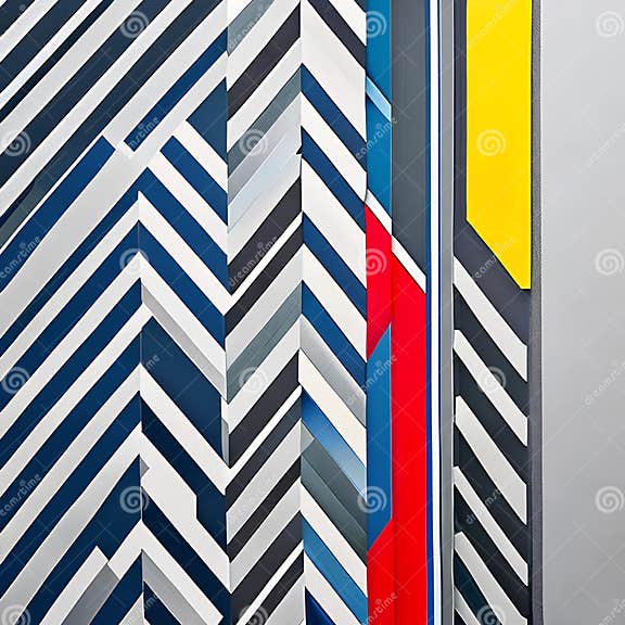 A Minimalist Composition of Diagonal Stripes in Bold, Primary Colors ...