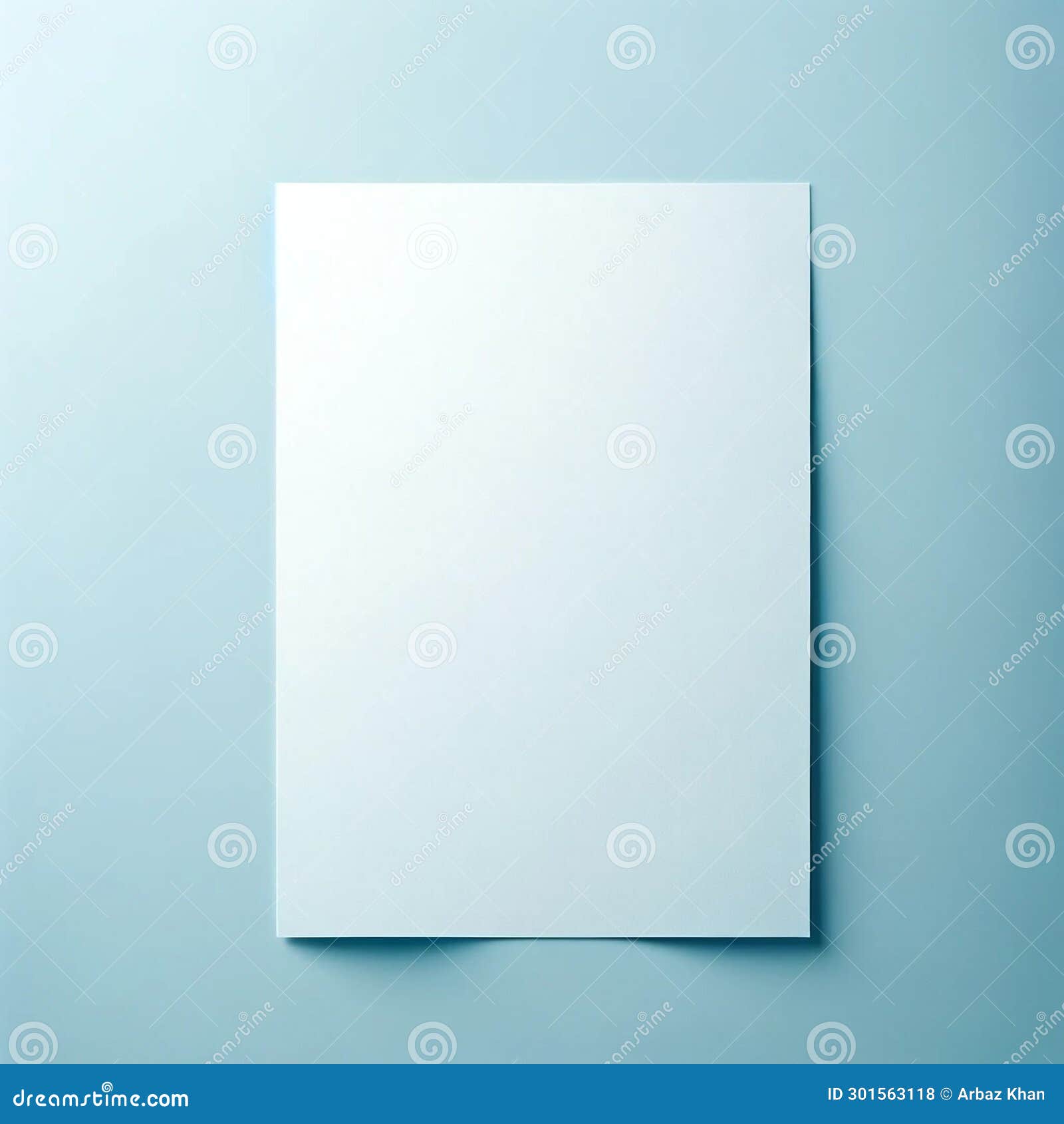 White Paper Sheet Centered on a Calming Blue Background. Stock ...