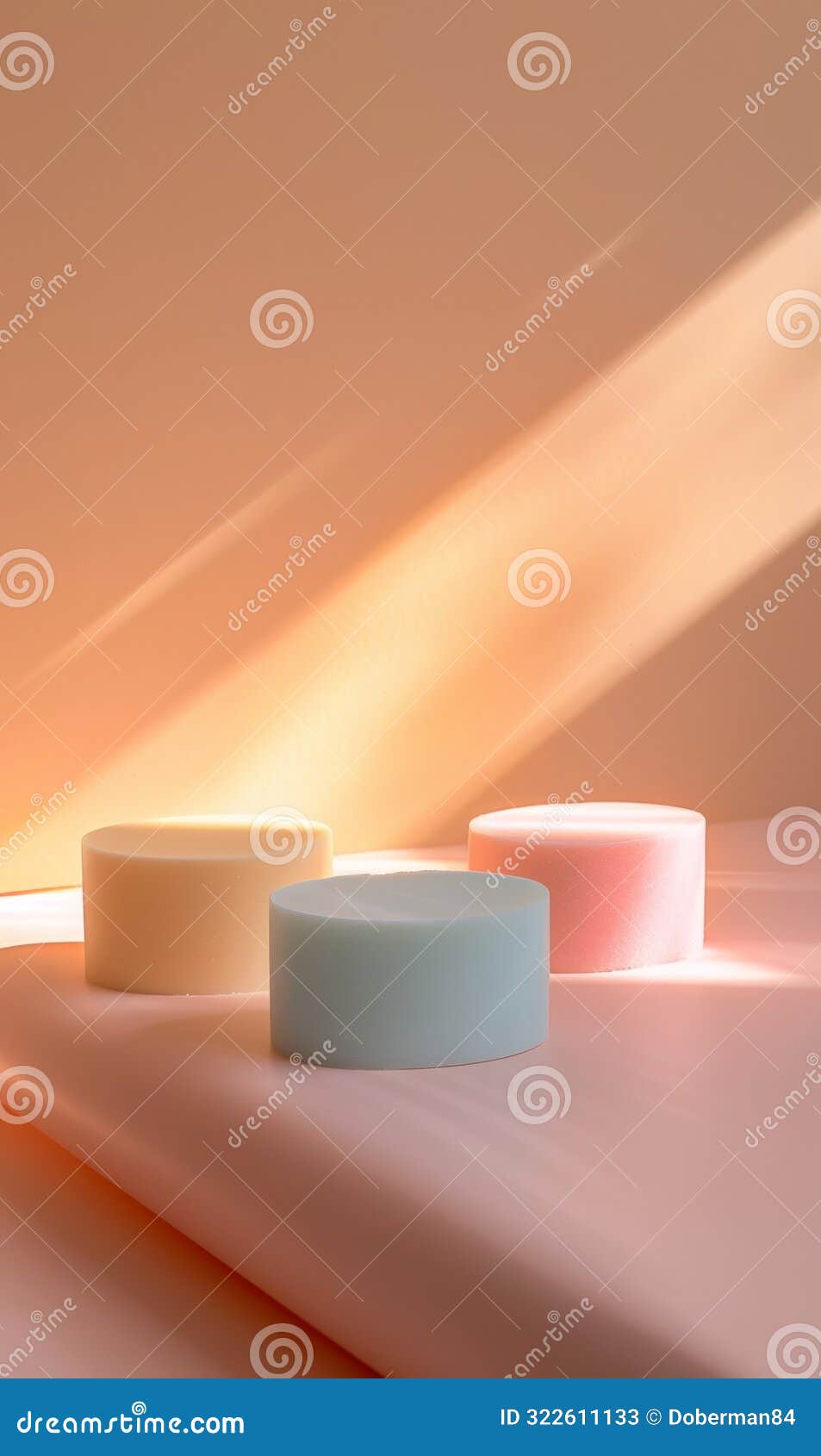 Minimalist Composition of Pastel-colored Cylinders with Soft Light and ...