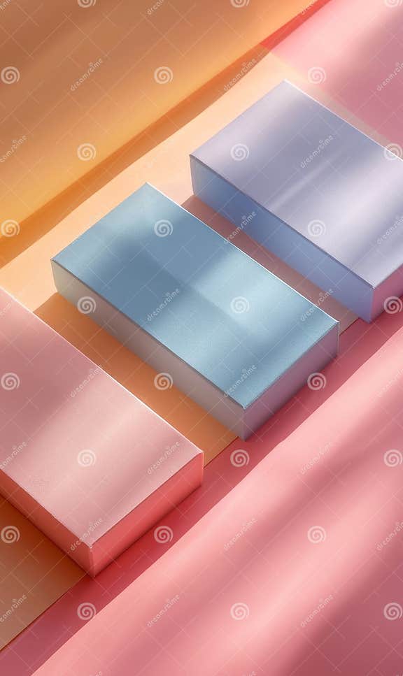 Minimalist Composition of Three Pastel-colored Blocks in Geometric ...
