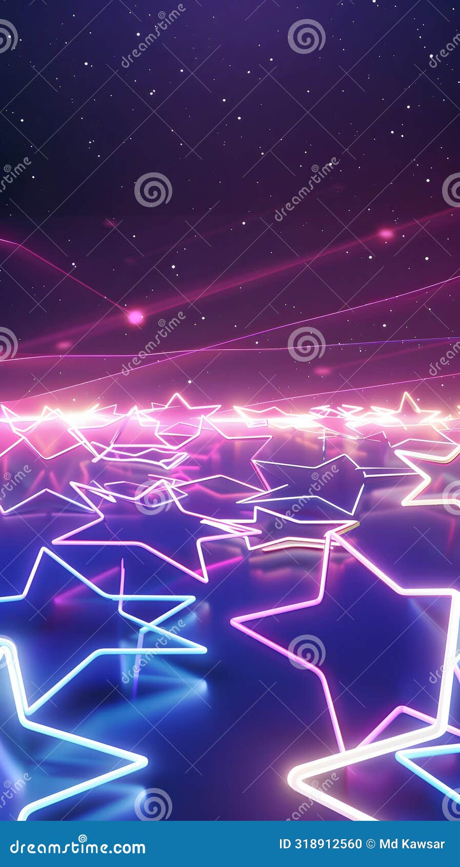 Ethereal Neon Starscape in Purple Twilight, Ai Generated Stock ...