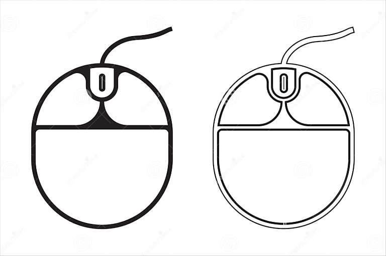 Minimalist Computer Mouse Outline Icon Black and White Vector Art Stock ...