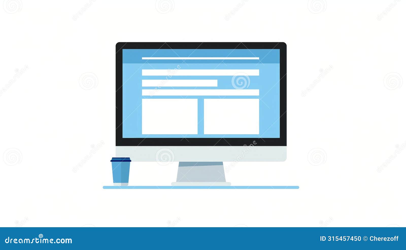 Minimalist Computer Workspace Concept Stock Illustration - Illustration ...