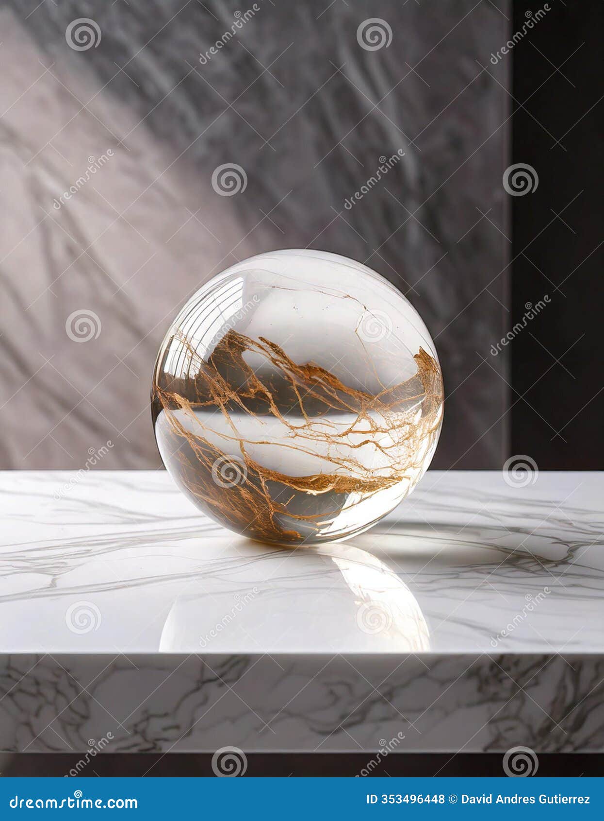 Minimalist Concept of a Glass Sphere on a White Marble Table, AF Stock ...