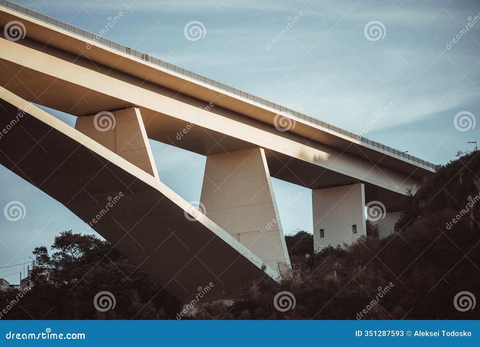 Minimalist Concrete Bridge at Sunset Stock Image - Image of ...