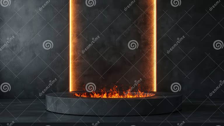 Minimalist Concrete Fire Pit with Glowing Backdrop in Modern Setting ...