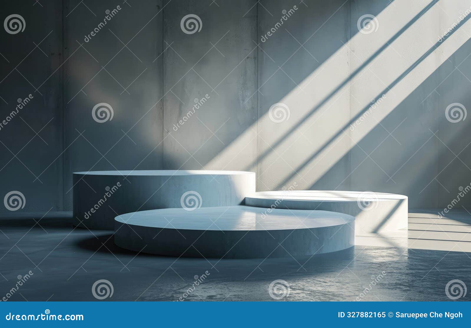 Minimalist Concrete Interior with Sunlight Stock Illustration ...