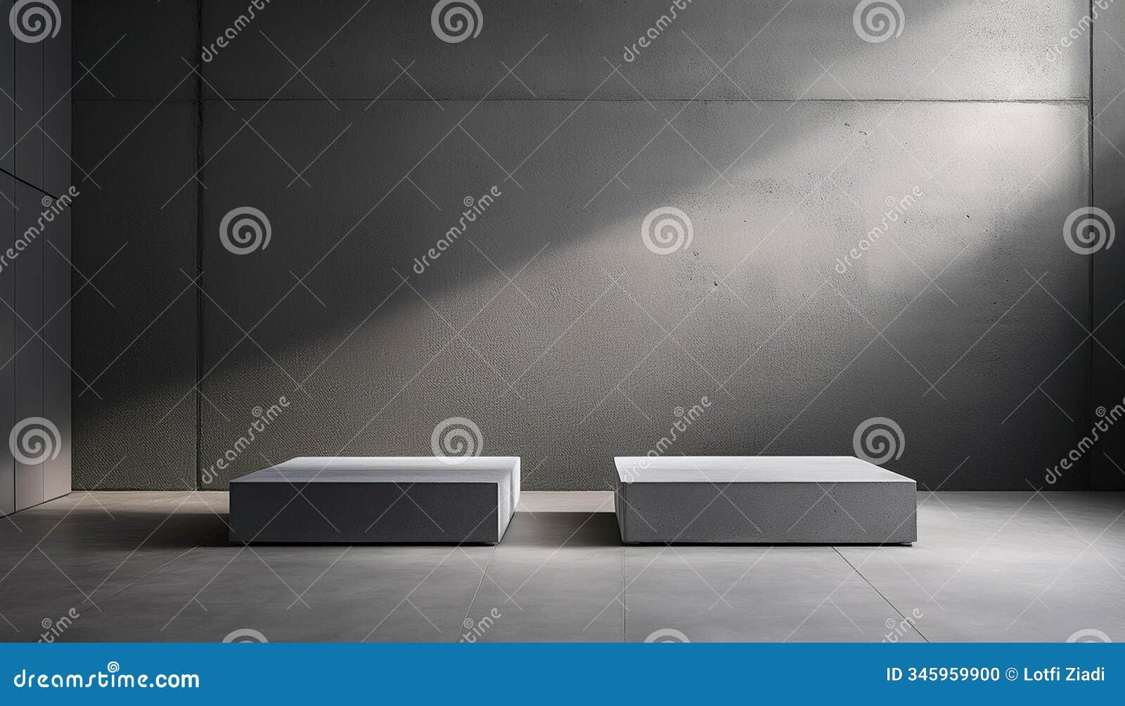 Minimalist Concrete Podium with Two Rectangular Platforms in a Modern ...