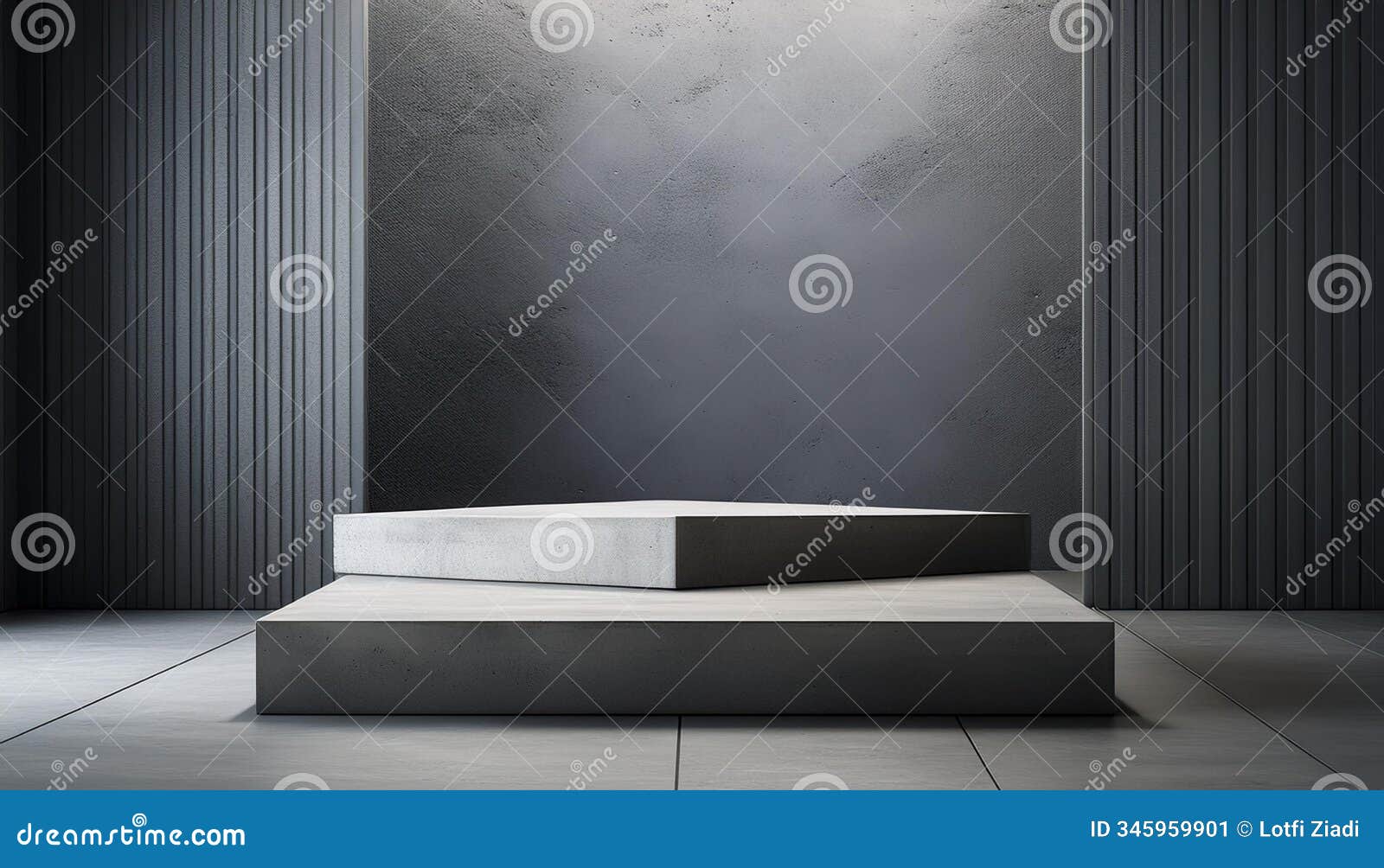 Minimalist Concrete Podium with Two Rectangular Platforms in a Modern ...