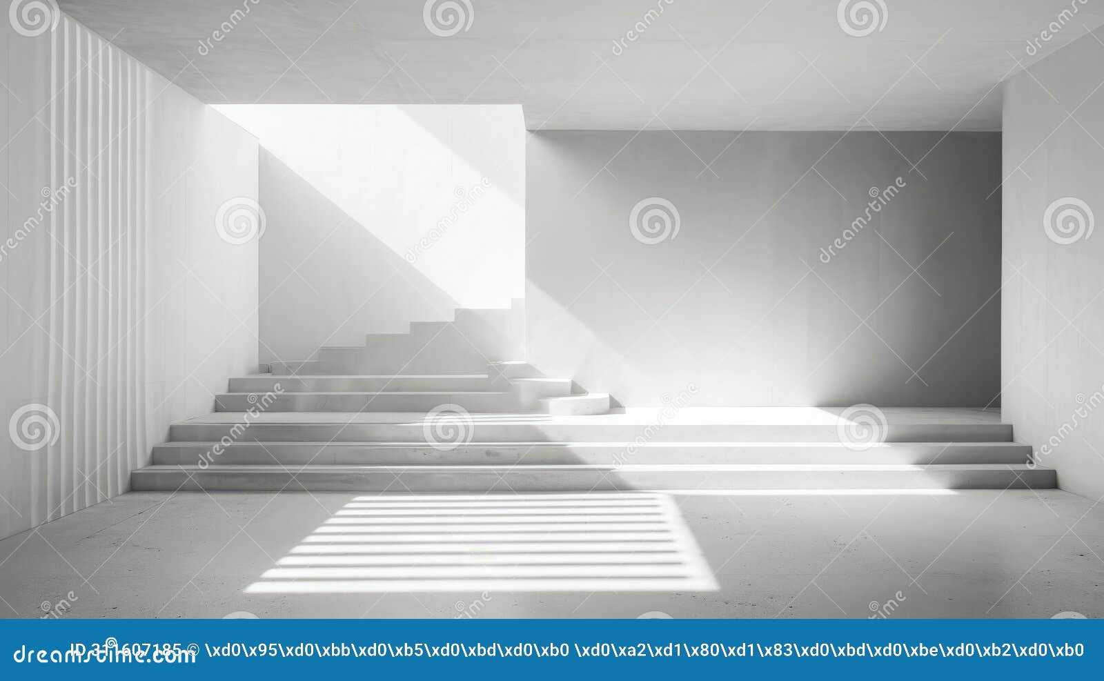 Minimalist Concrete Staircase with Shadow Patterns in a Modern ...