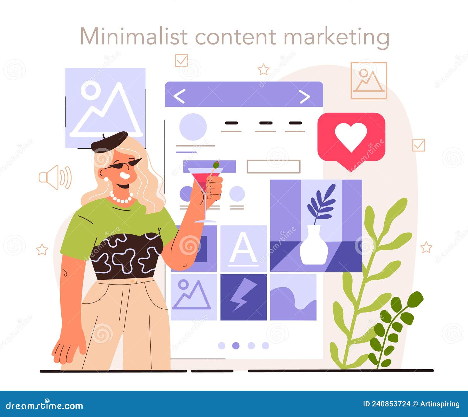 Minimalist Content Marketing. Content Strategy Development Stock Vector ...