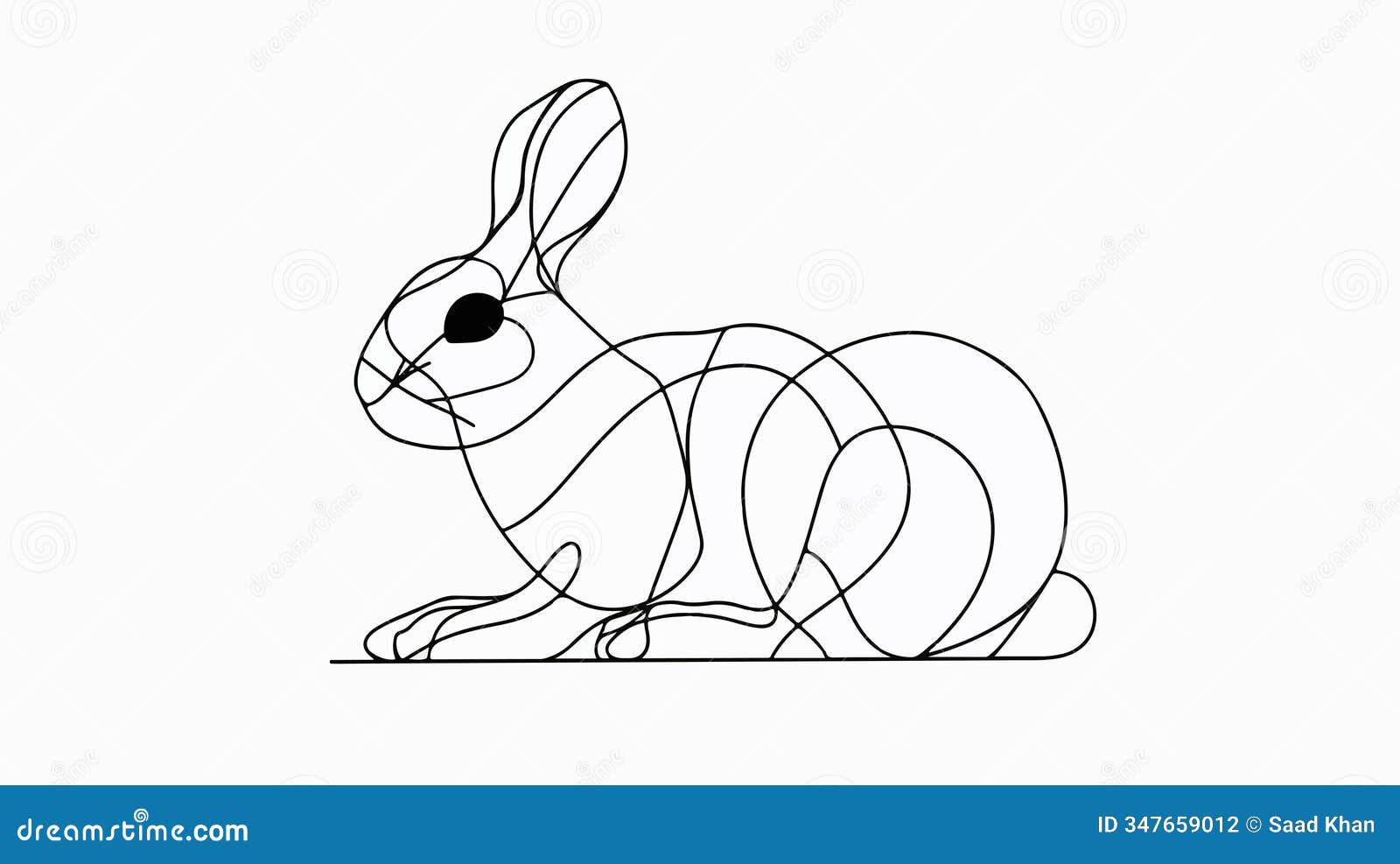 Minimalist Continuous Line Art Rabbit in Black Stock Illustration ...